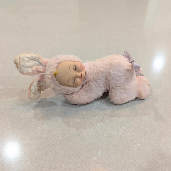 Vintage | Toys | Vintage Gund Pink Bunny Doll Plush Sleeping Baby ...